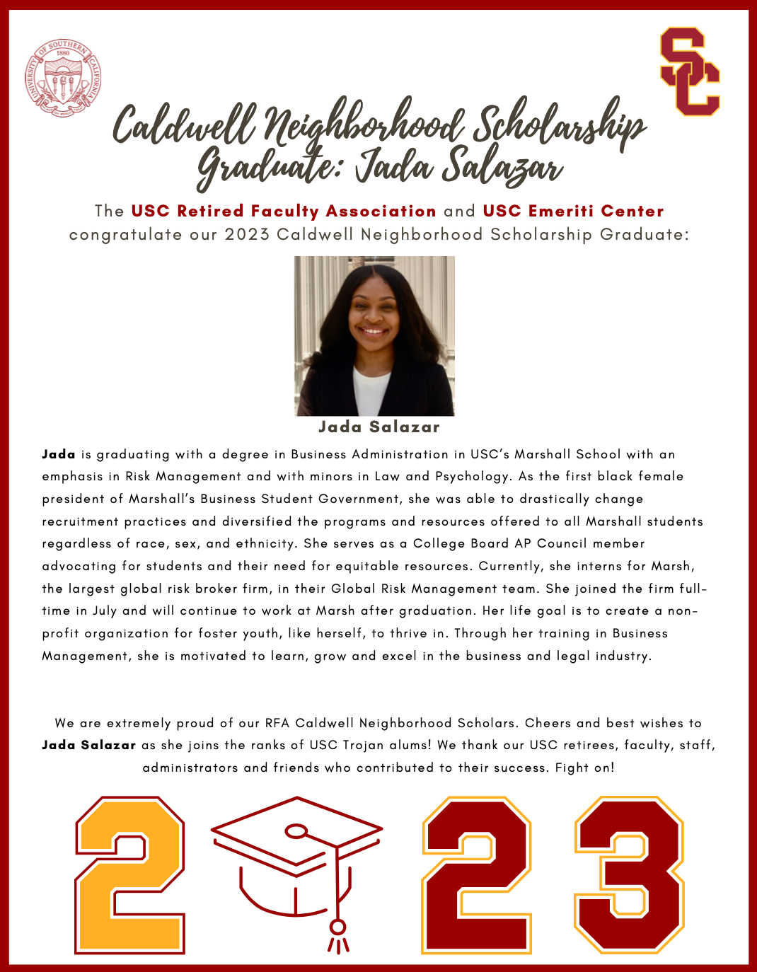 Congratulations to 2023 Caldwell Scholar Graduate Jada Salazar ...